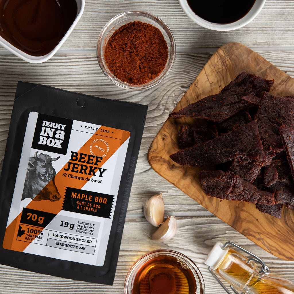Maple BBQ Flavoured | Artisan-Style Beef Jerky Canada | Jerky in a Box